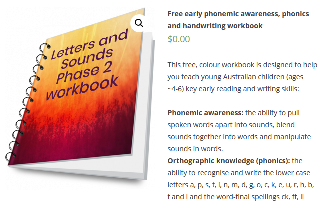 » Free early phonemic awareness, phonics and handwriting workbook