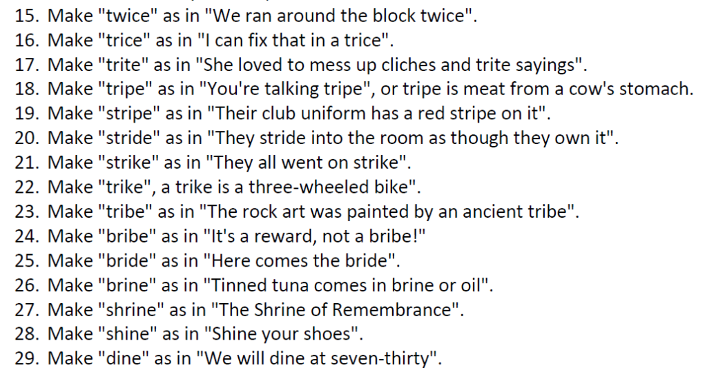 » New moveable alphabet word sequences